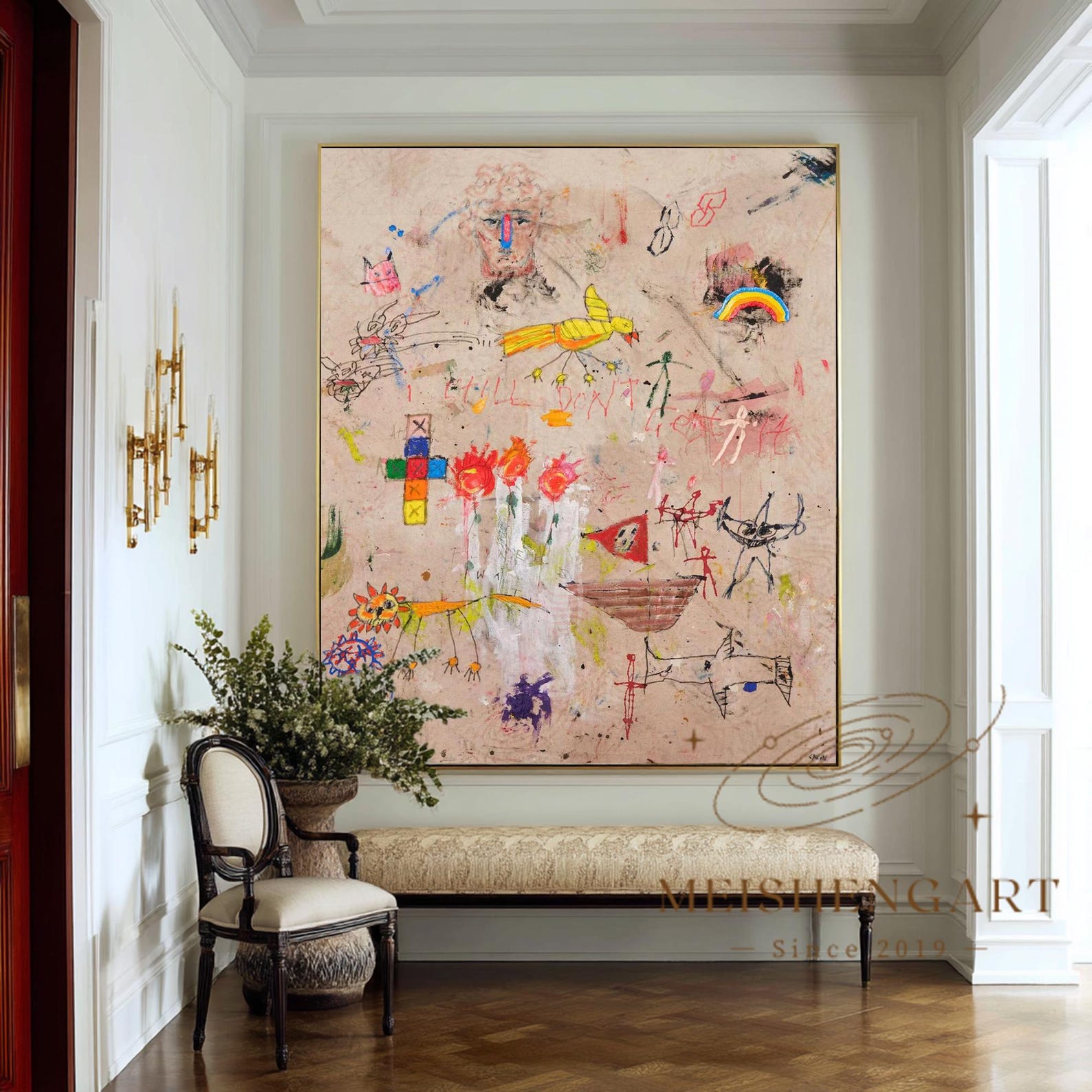 Abstract Graffiti Canvas Art Full of Childlike Fun Painting Colorful ...