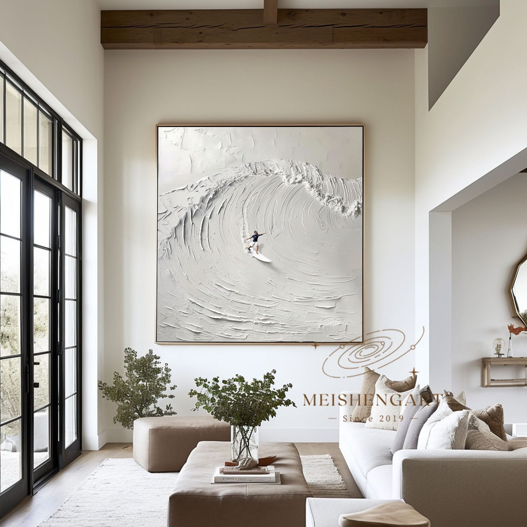 Beach Surf Painting 3D White Abstract Painting Original White Waves ...