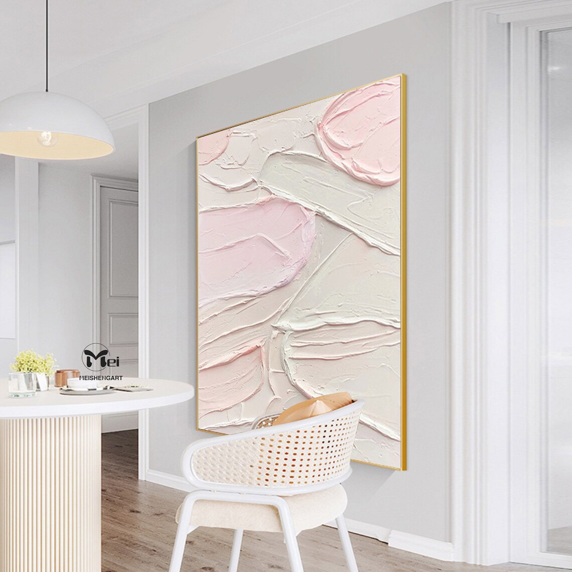 Large Pink Abstract Painting 3D Texture Canvas Painting Blush - Etsy