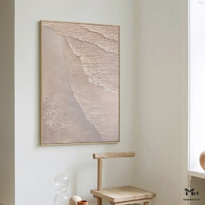 Ocean Waves Painting 3D Texture Painting Beach Landscape Painting Pink ...