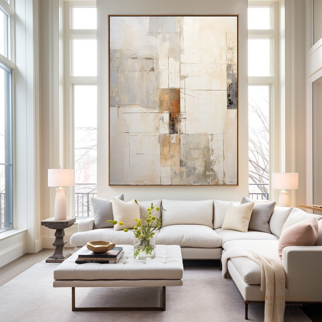 Large Beige Abstract Wall Art Wabi Sabi Wall Art Minimalist Textured ...