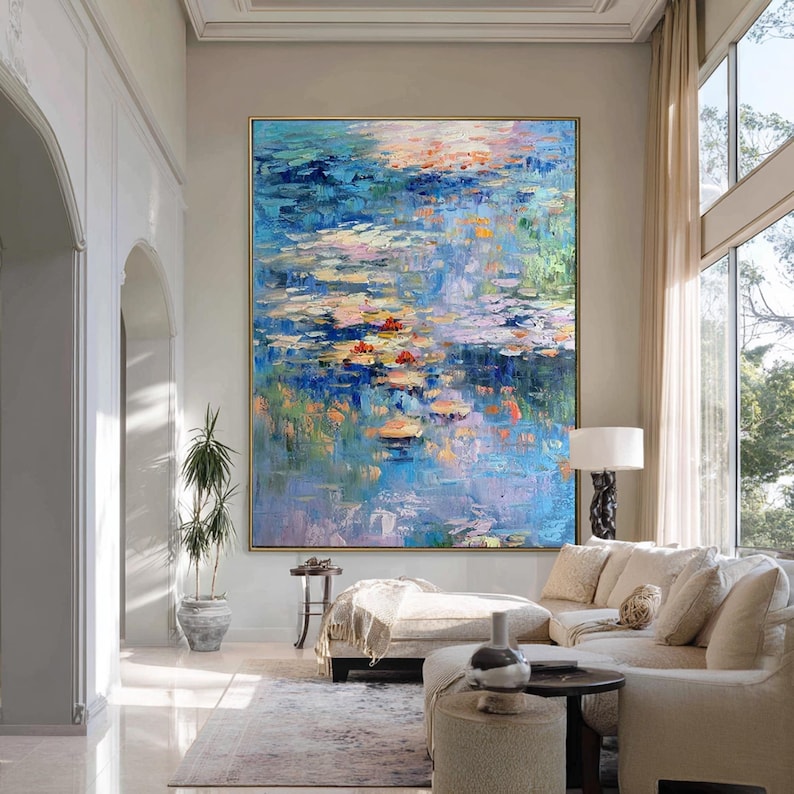 Water Lilies Acrylic Painting: Claude Monet Impression Art,large ...