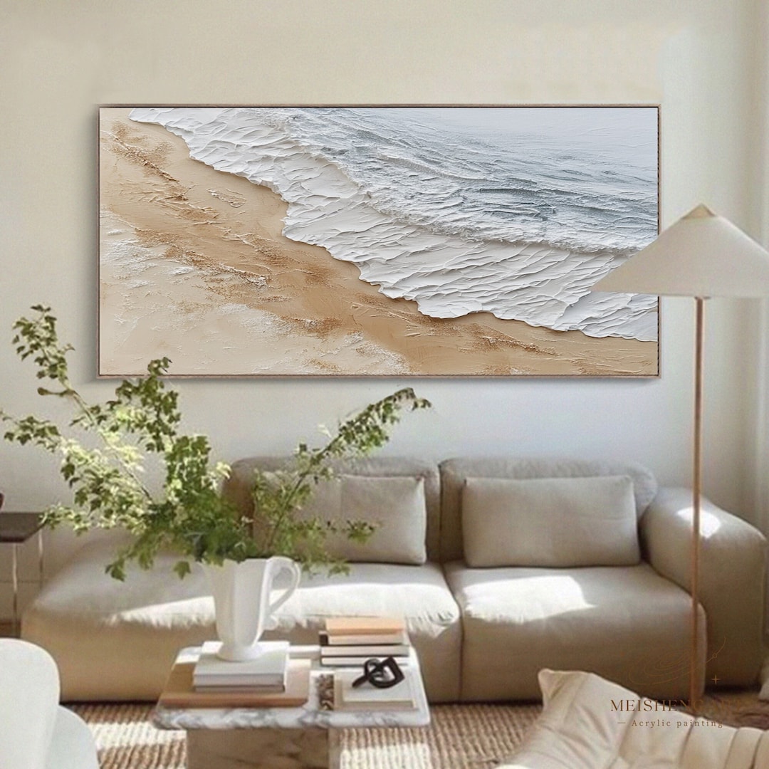 Ocean Waves Abstract Painting Minimalist Beach Abstract Painting on ...