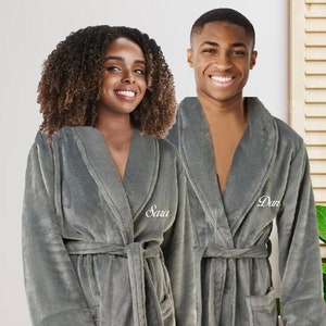 Last Name Family Couples Robes Set of 2 Matching Embroidered Spa ...