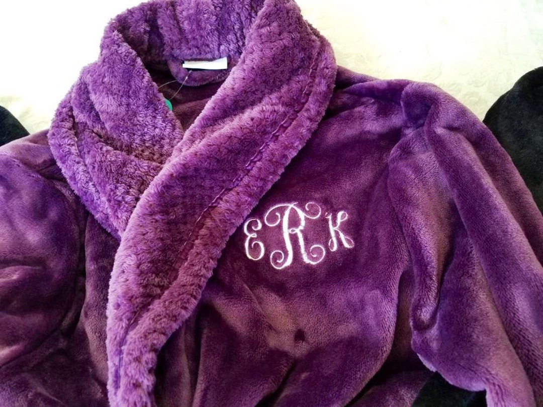 Monogram Robe, Plush Custom Robe, Womens Purple Bathrobe - Etsy
