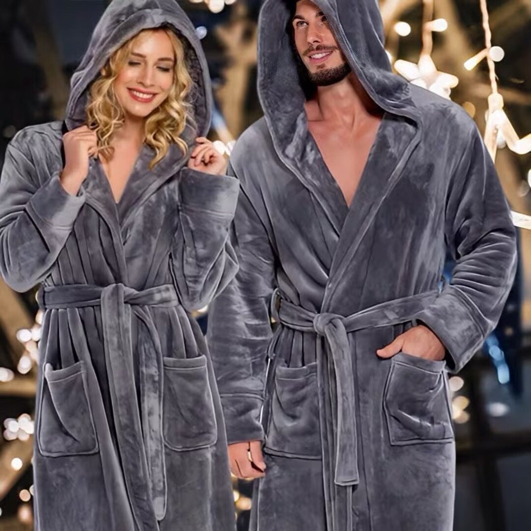 Couple Robes, Hooded Robe for Men, Custom Bathrobe With Name, Robes ...