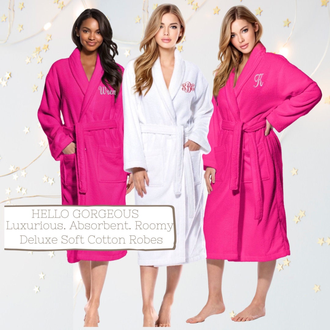 Personalized Robe, Bathrobe, Cotton Robe With Name, Embroidered Robe ...