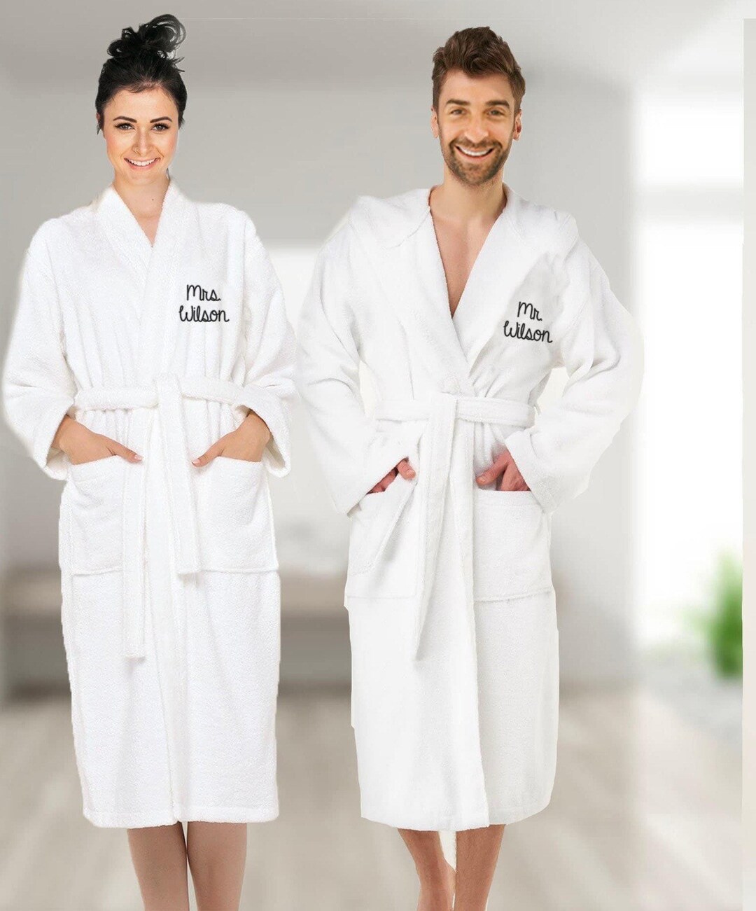 Personalized Bathrobes Customized Cozy Cotton Robes Spa Bathroom Robe ...