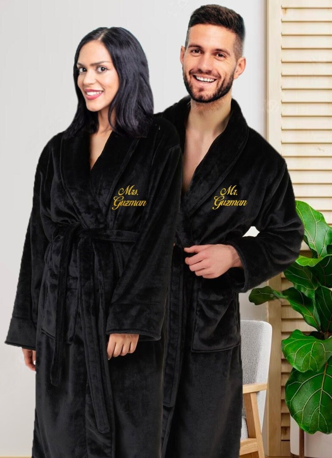 Couples Robes Set of 2 Matching Embroidered Spa Bathrobe - Etsy