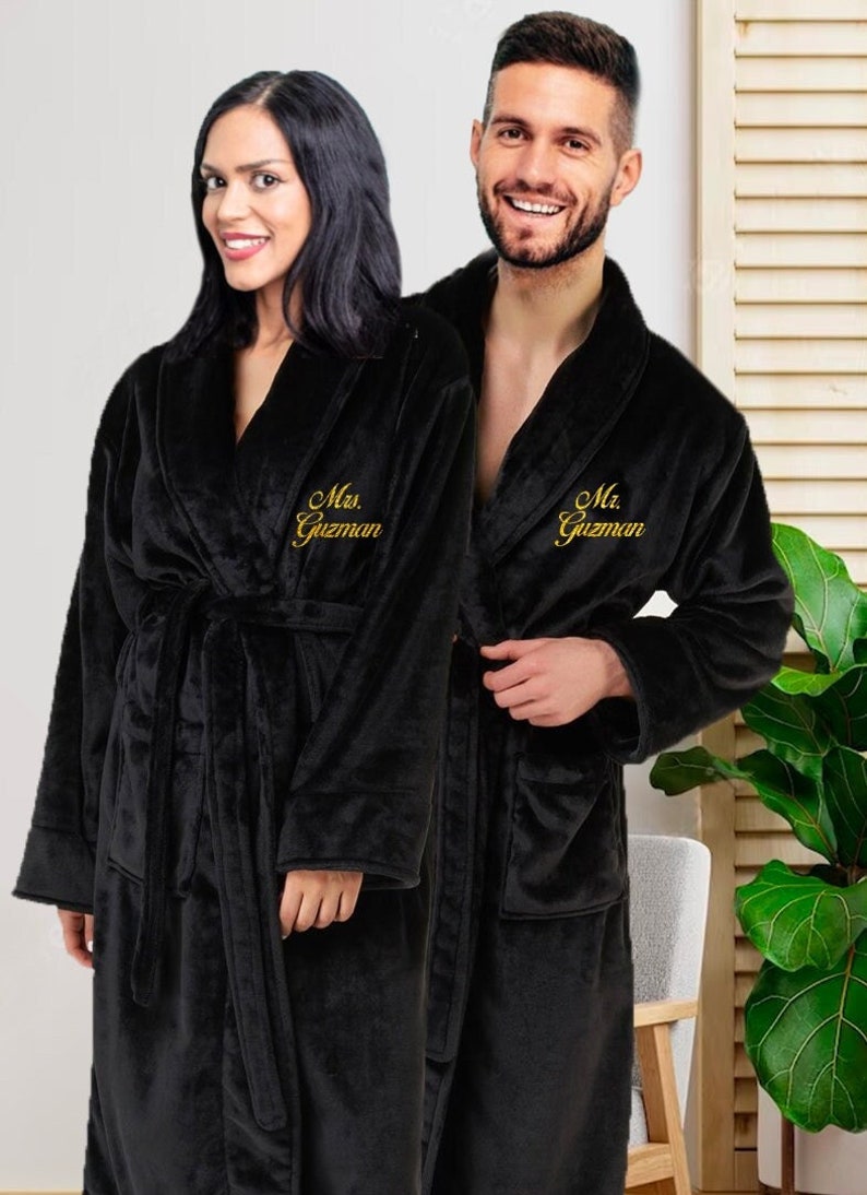 Couples Robes Set of 2 Matching Embroidered Spa Bathrobe - Etsy