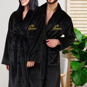 Matching Black Bathrobes for Couples Robes Plush Short Bathrobe Purple ...
