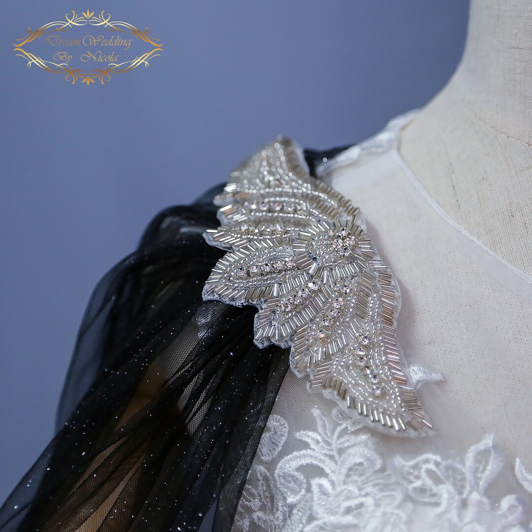 Angel Wings Pearl Cape Veil Pearl Glitter Wedding Cape Laser Bridal ...