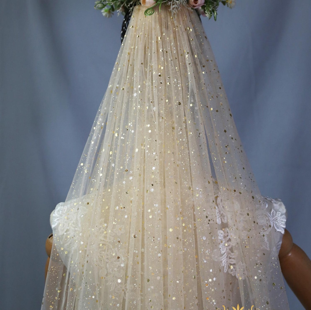 Sparkle Shimmer Champagne Wedding Veil: Cathedral Length - Etsy