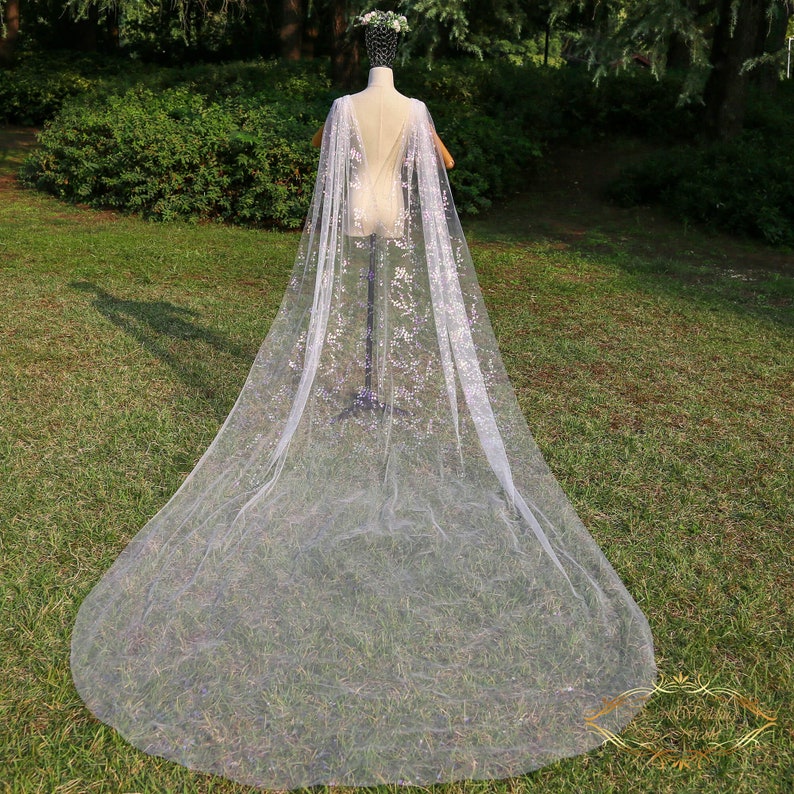 Bridal Cape With Colorful Flowers Bridal Cape Changes Color | Etsy