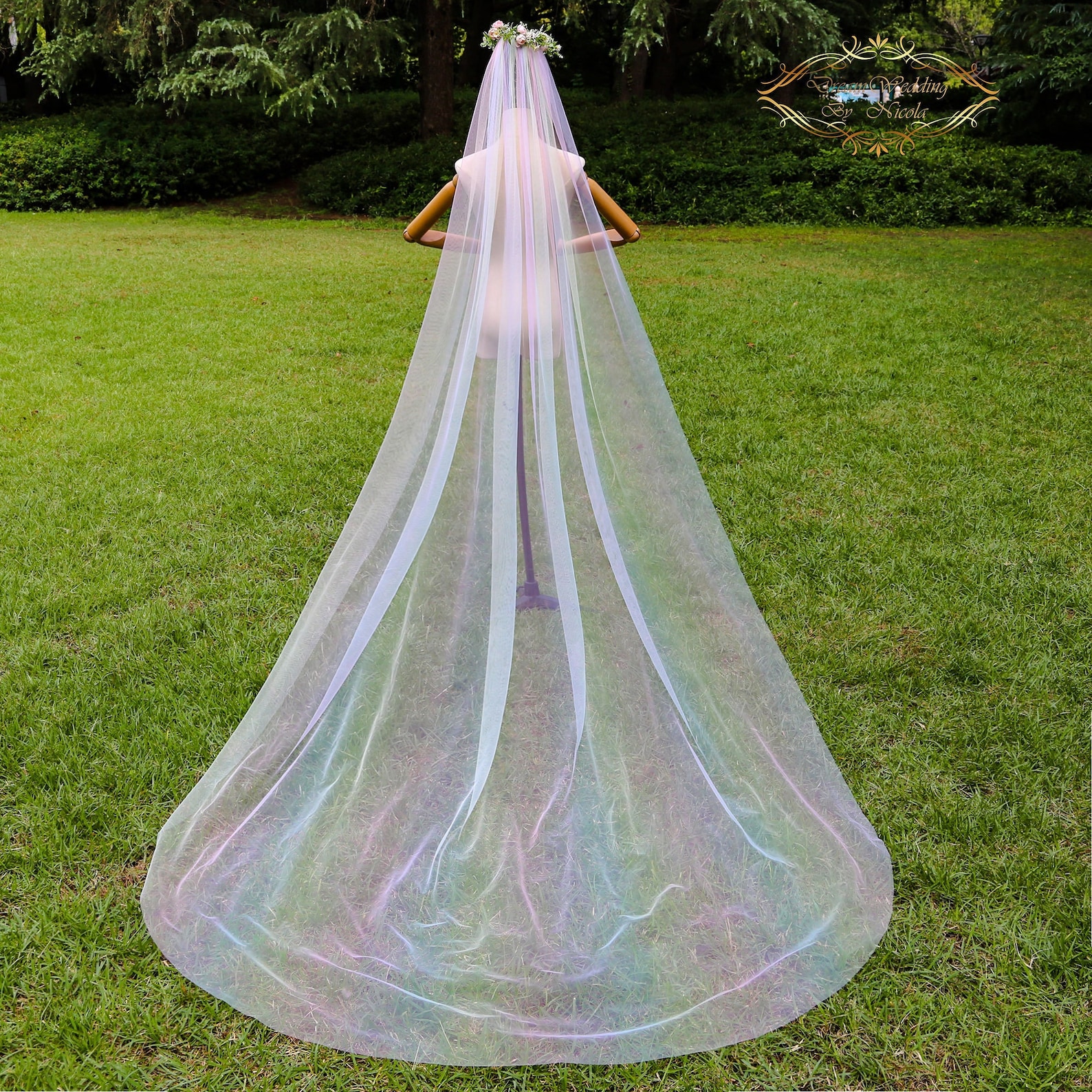 Rainbow Wedding Veil: Multicolor Tulle Bridal Veil - Cathedral Length ...