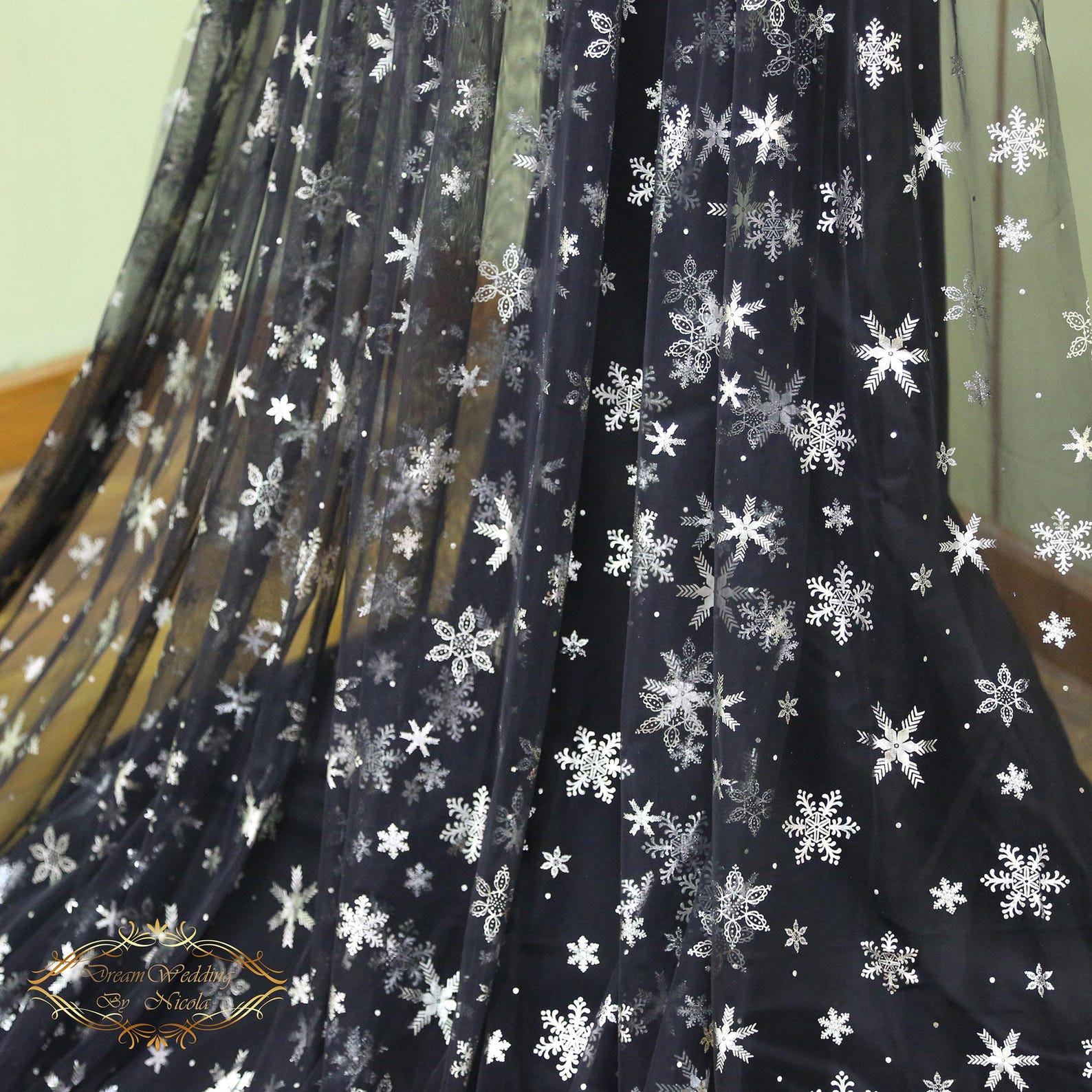 Velo de novia gótico estilo catedral de copos de nieve plateados - Etsy ...