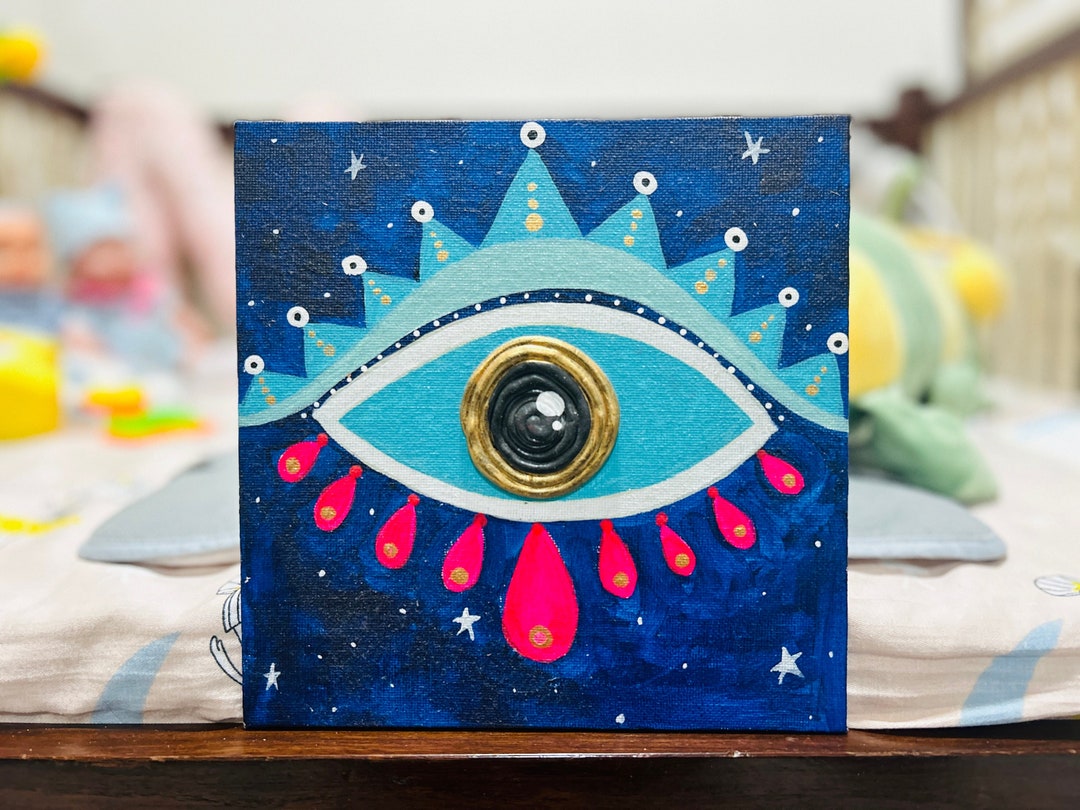 Handmade Evil Eye Canvas Painting, Home Decor, Gift for Her, Nazar - Etsy