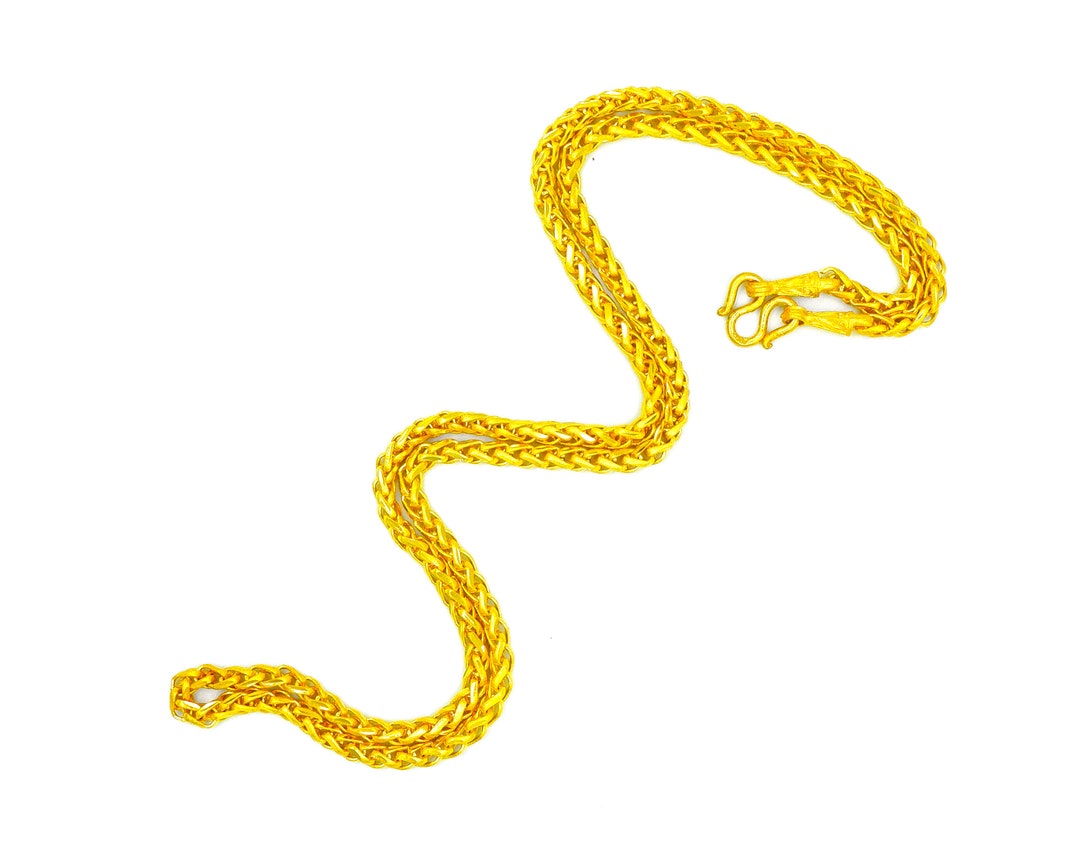 Handmade Foxtail Chain: 24K Gold Plated Mens Necklace - DDP (delivered ...