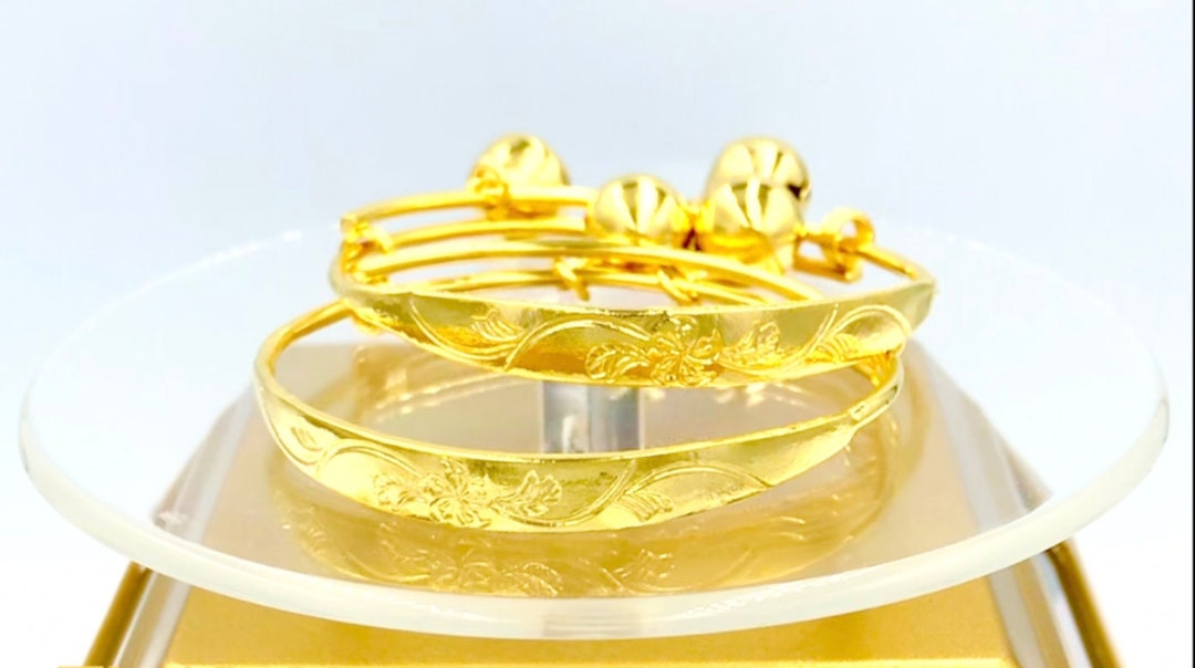Flower Baby Anklets: 24K Gold Plated Adjustable Bangles- DDP (delivered ...