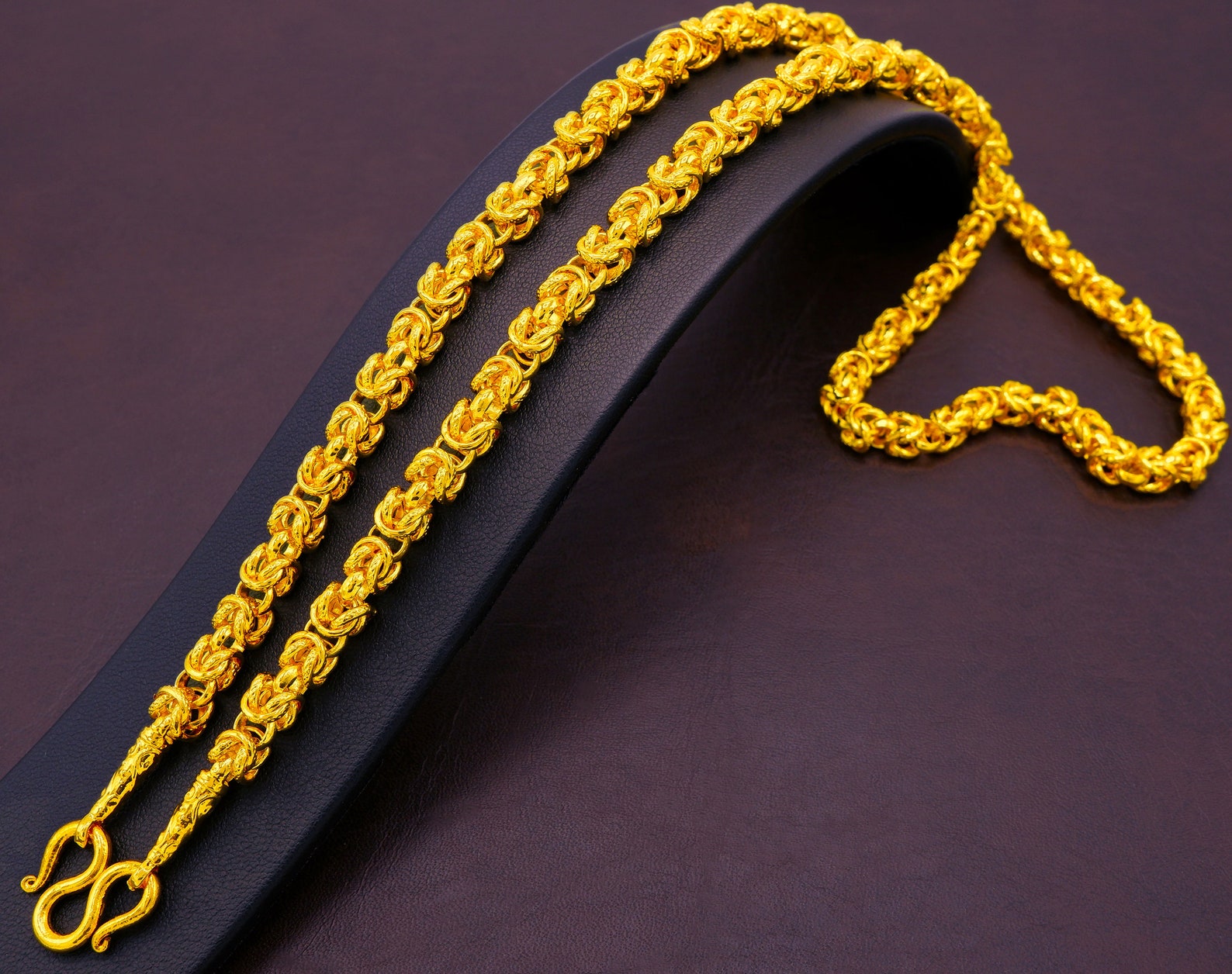 24 6mm Thailand Jewelry Baht Gold Chain Necklace 22K 23K | Etsy