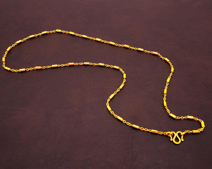 24K .999 Thai Baht Gold Chain Necklace Angular Box and Chain Link 15g ...