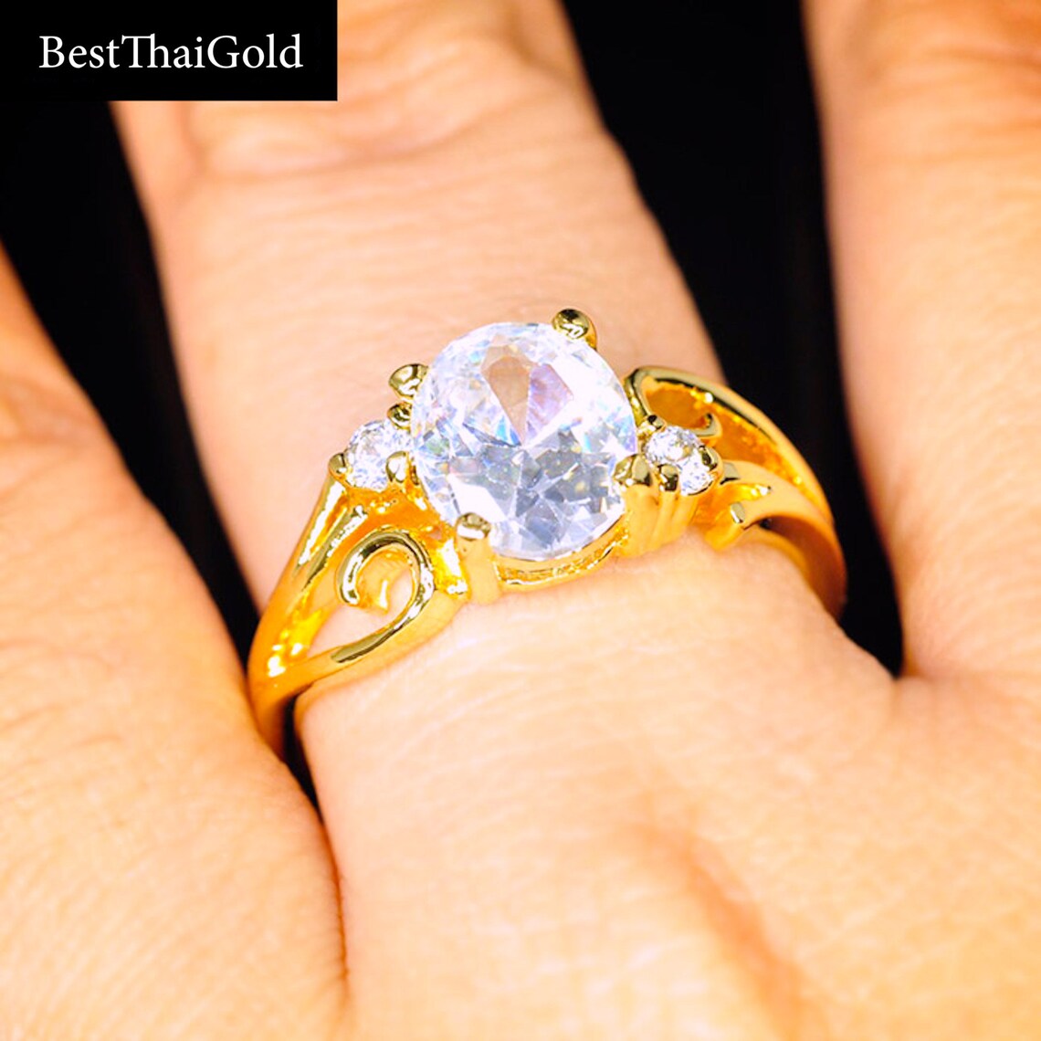 CZ Ring Oval Cz Ring 14K Goldcz Rings for Womencz Rings - Etsy