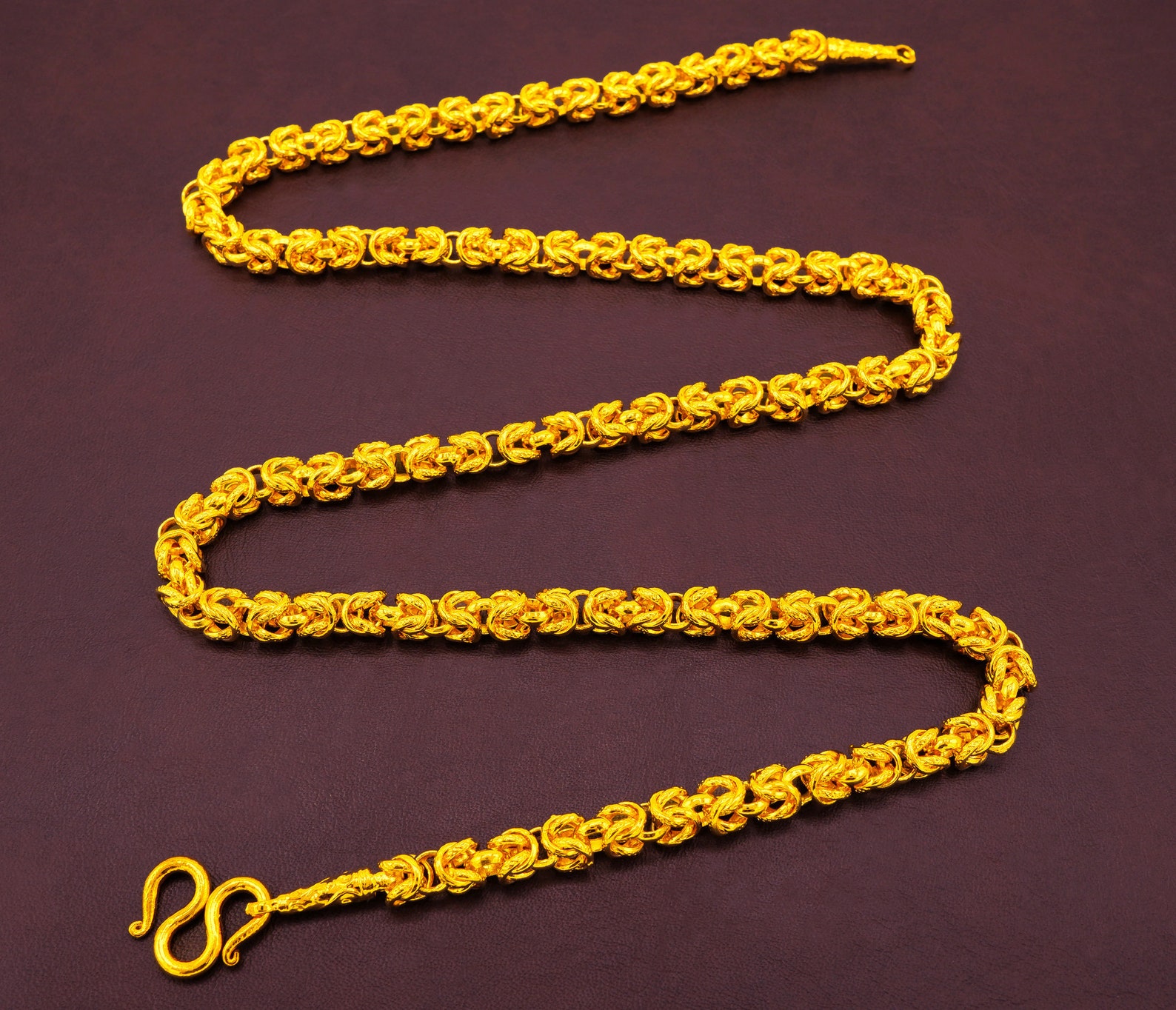 24 6mm Thailand Jewelry Baht Gold Chain Necklace 22K 23K | Etsy