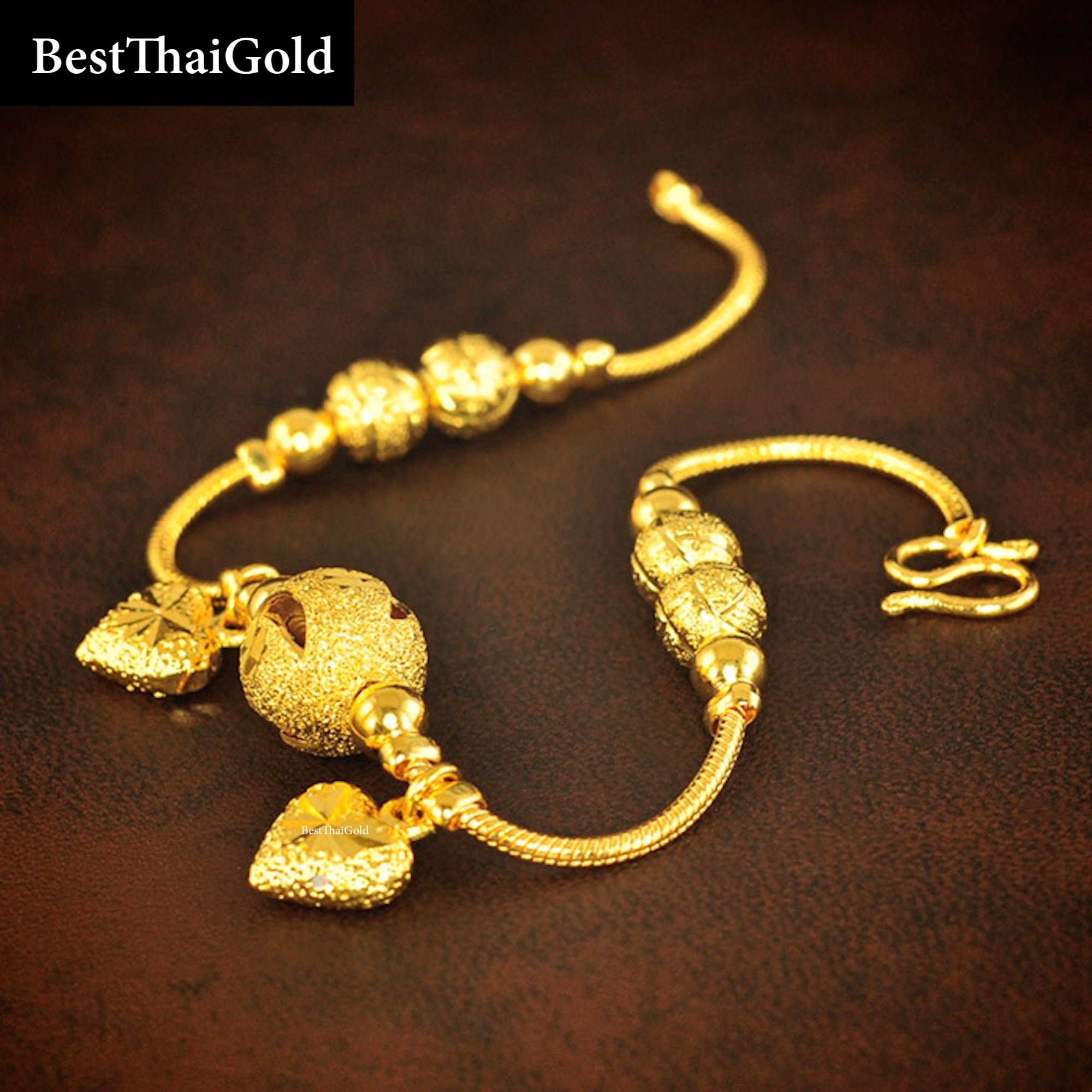 Gold Heart Charm Braceletbeaded Gold Bracelets for | Etsy