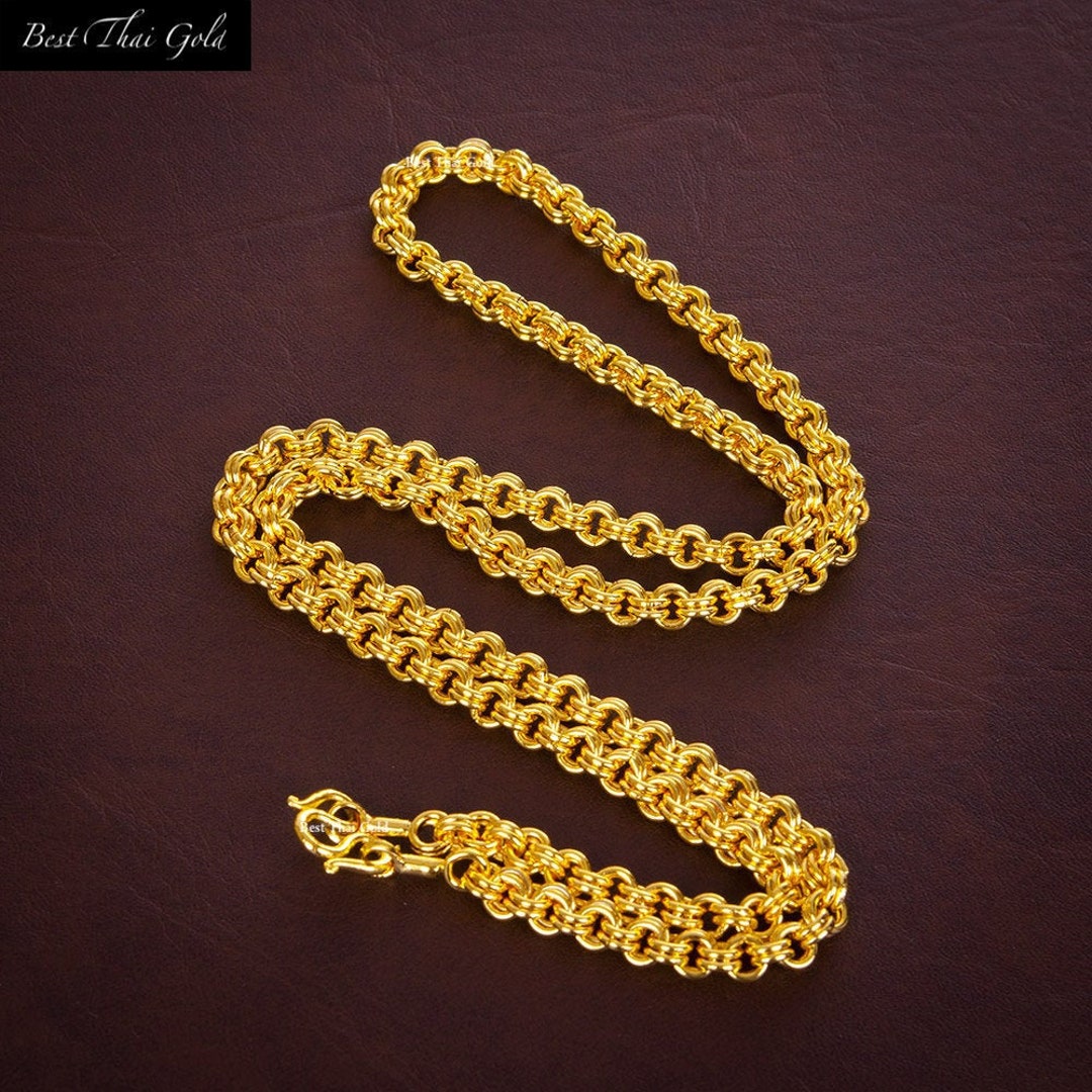 Double ROLO Chain: 24K Gold Plated Necklace, Thailand Jewelry, Mens ...