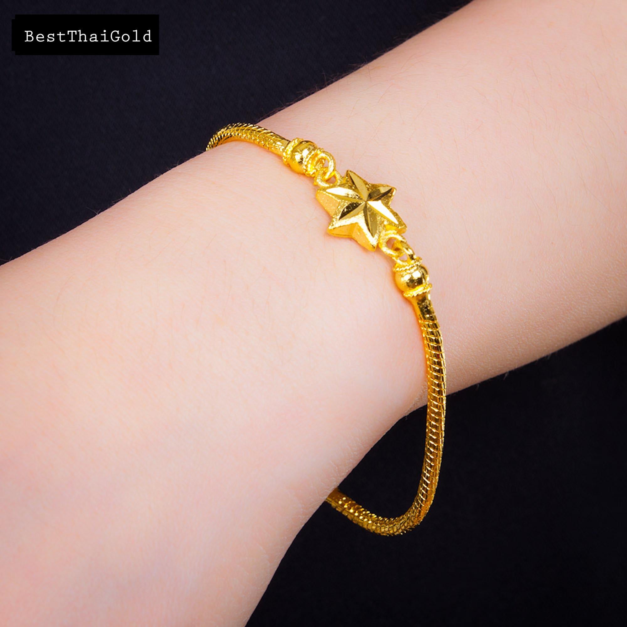 24K Gold Plated Star Bracelet: Thai Baht Chain Jewelry- DDP (delivered ...