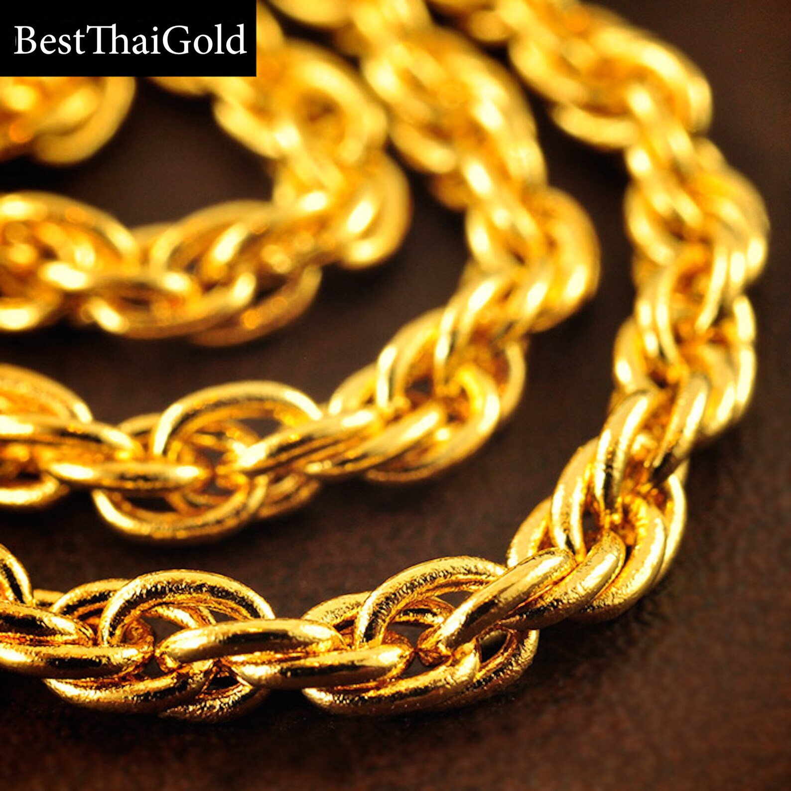 24K Gold Plated Chain Necklace: Thai Baht Style, 24-inch- DDP ...