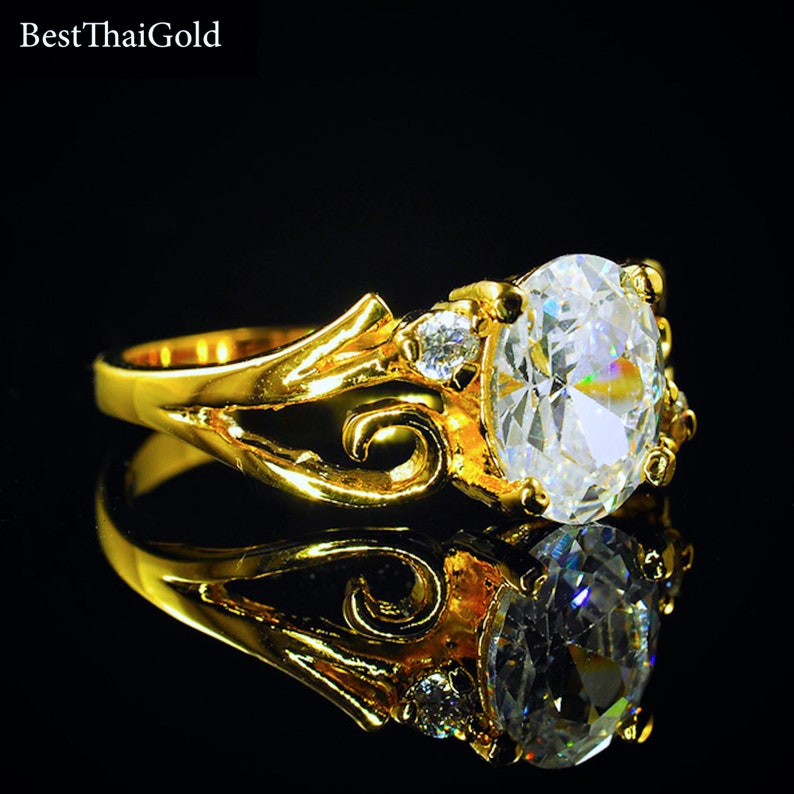 CZ Ring Oval Cz Ring 14K Goldcz Rings for Womencz Rings - Etsy