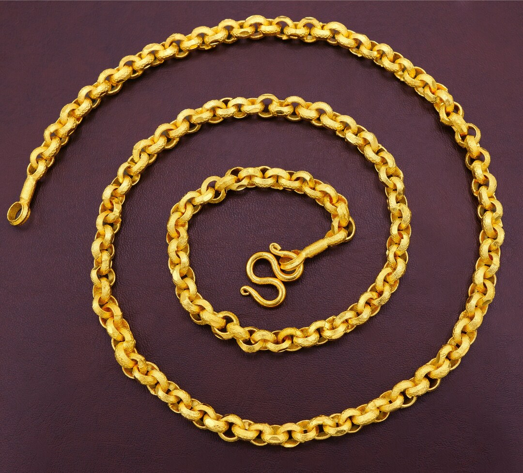 26"/7mm,heavy ROLO Chain,mens Necklace,thailand Jewelry,baht Chain 24k ...