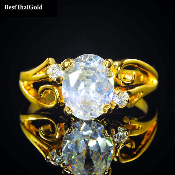 CZ Ring Oval Cz Ring 14K Goldcz Rings for Womencz Rings - Etsy