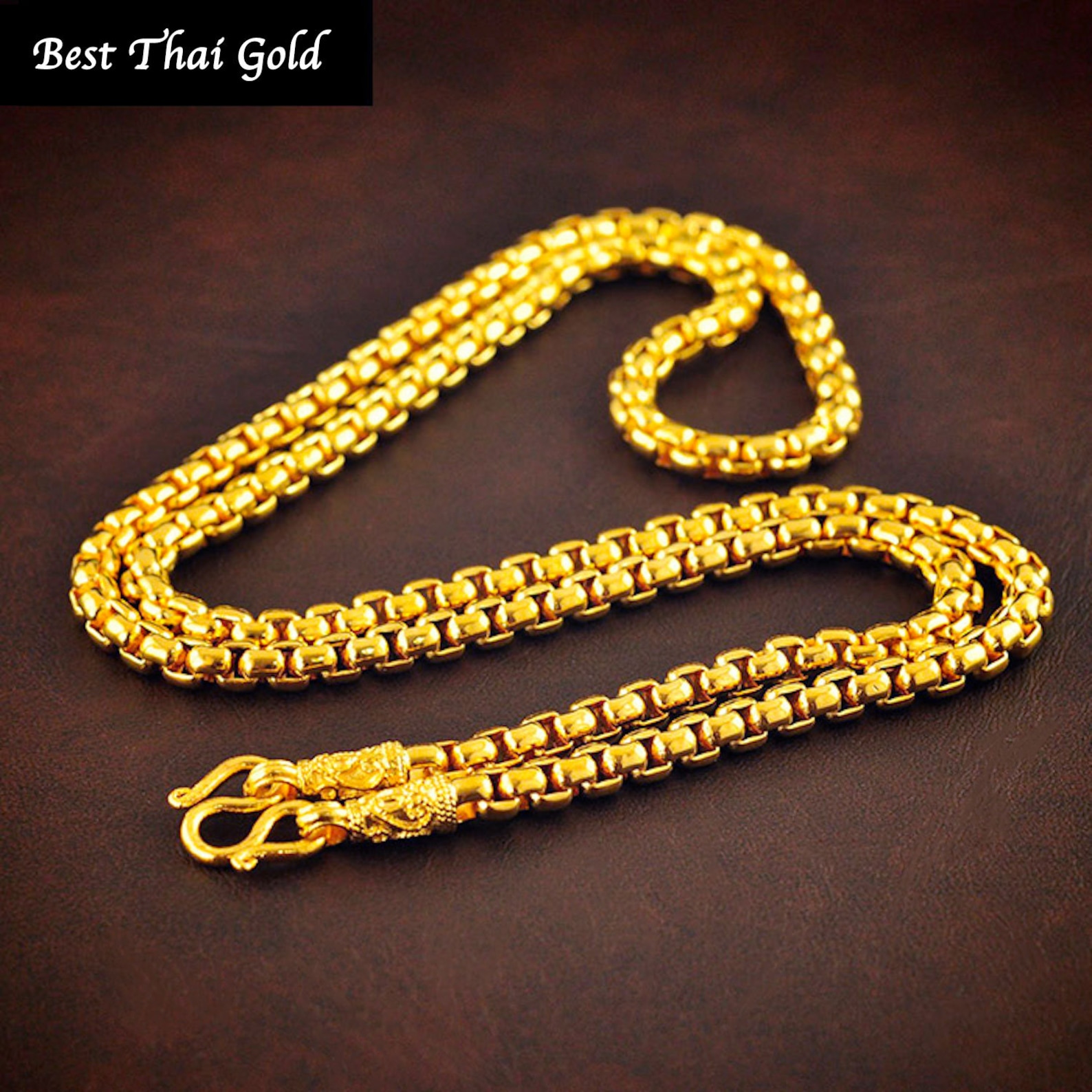 Box Chain NecklaceThailand Baht Gold Wedding JewelryMan Gold | Etsy