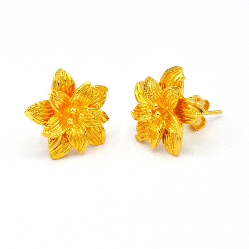 24k Gold Floral Earrings - Etsy UK