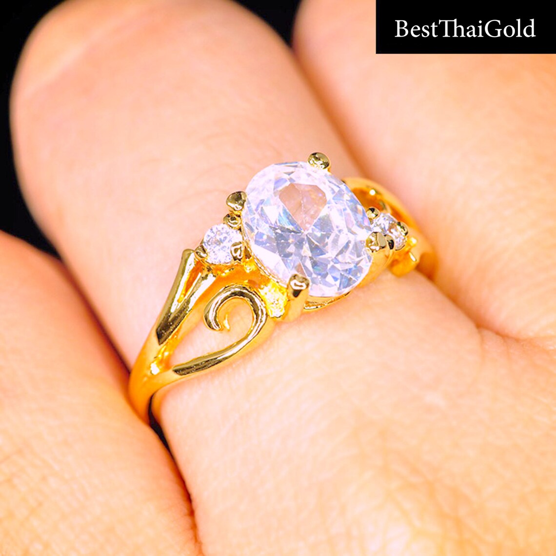 CZ Ring Oval Cz Ring 14K Goldcz Rings for Womencz Rings - Etsy