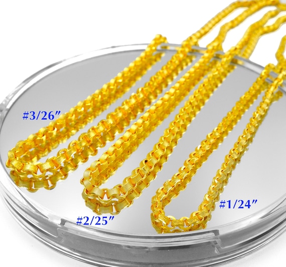 ROLO Chain thailand Gold Necklace baht Chain 22K 24K Yellow Gold Plated Necklace amulet Necklace mens Jewelry amulet Necklace birthday Gift Etsy