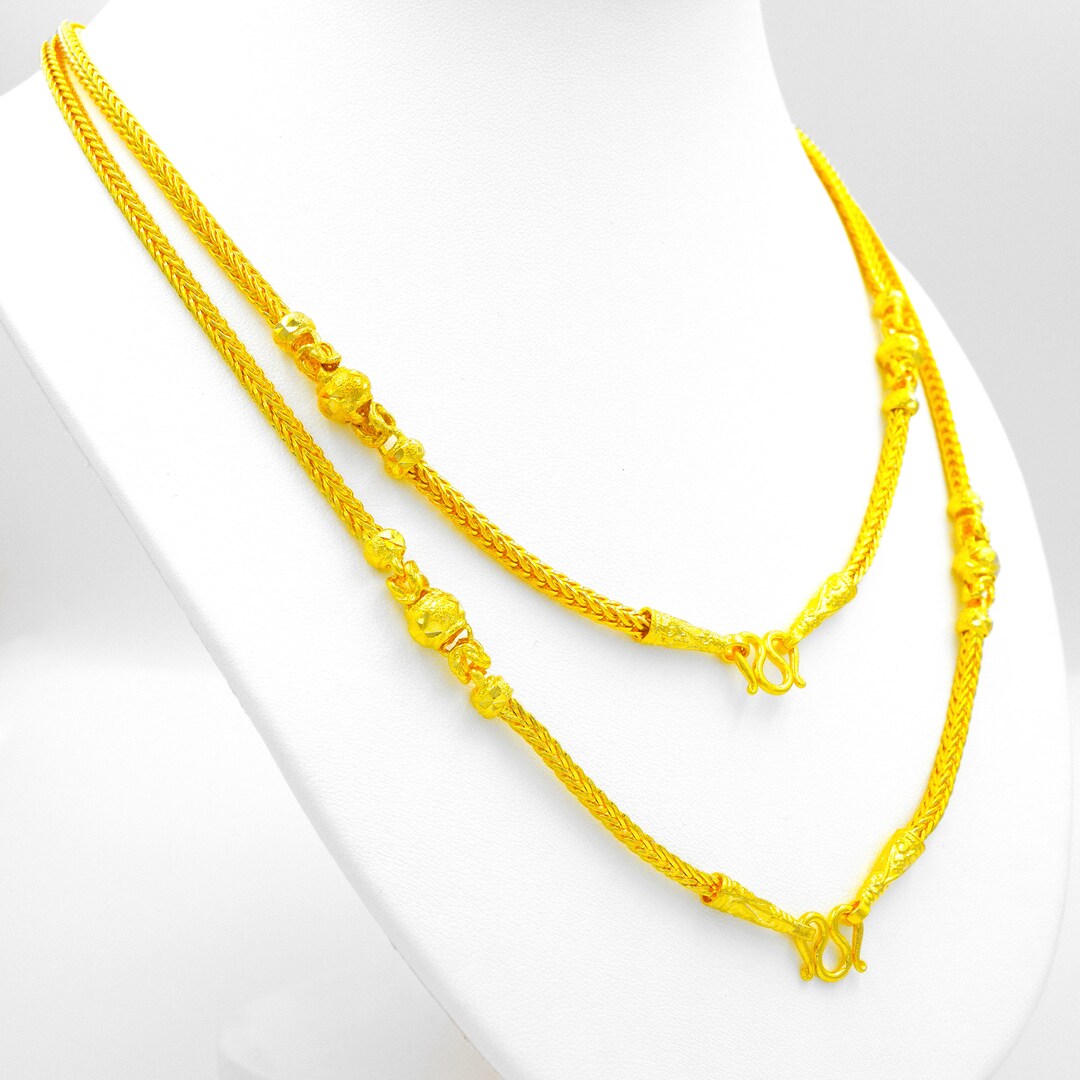 24K Gold Plated Baht Chain Necklace: Thai Wedding Jewelry - Etsy