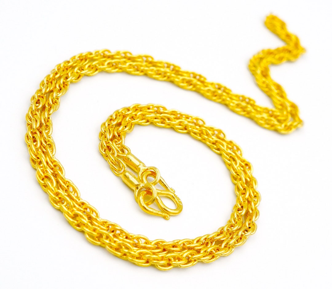 24 Inch, Rope Chain, 24K Yellow Gold Plated Amulet Necklace, Gift for ...