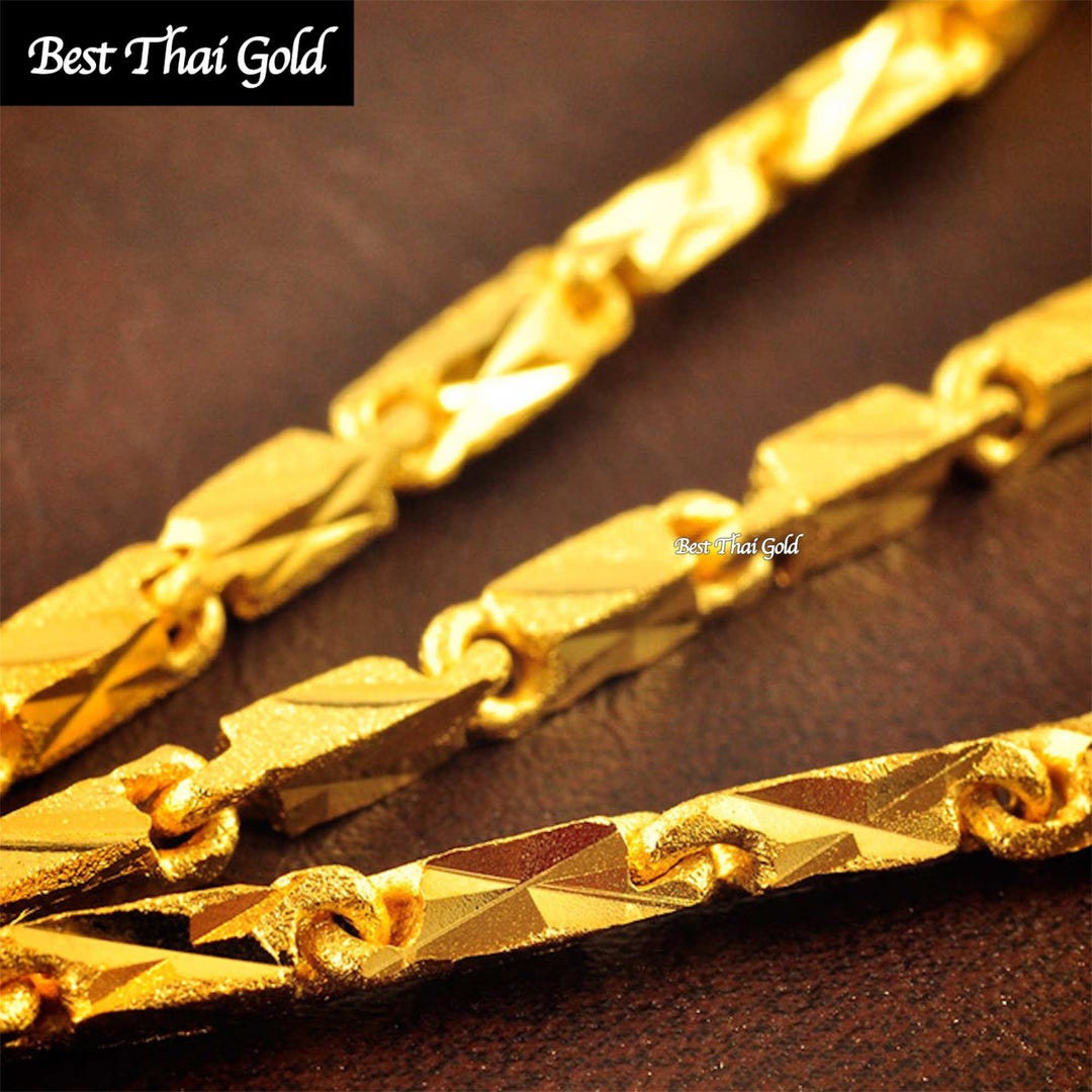 4mm Baht Chain,24k Yellow Gold Plated Necklace,thailand Jewelry,mens ...