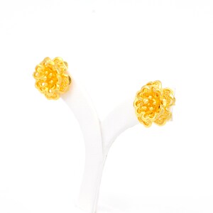 24K Gold Plated Flower Stud Earrings: Thai Wedding Jewelry- DDP ...