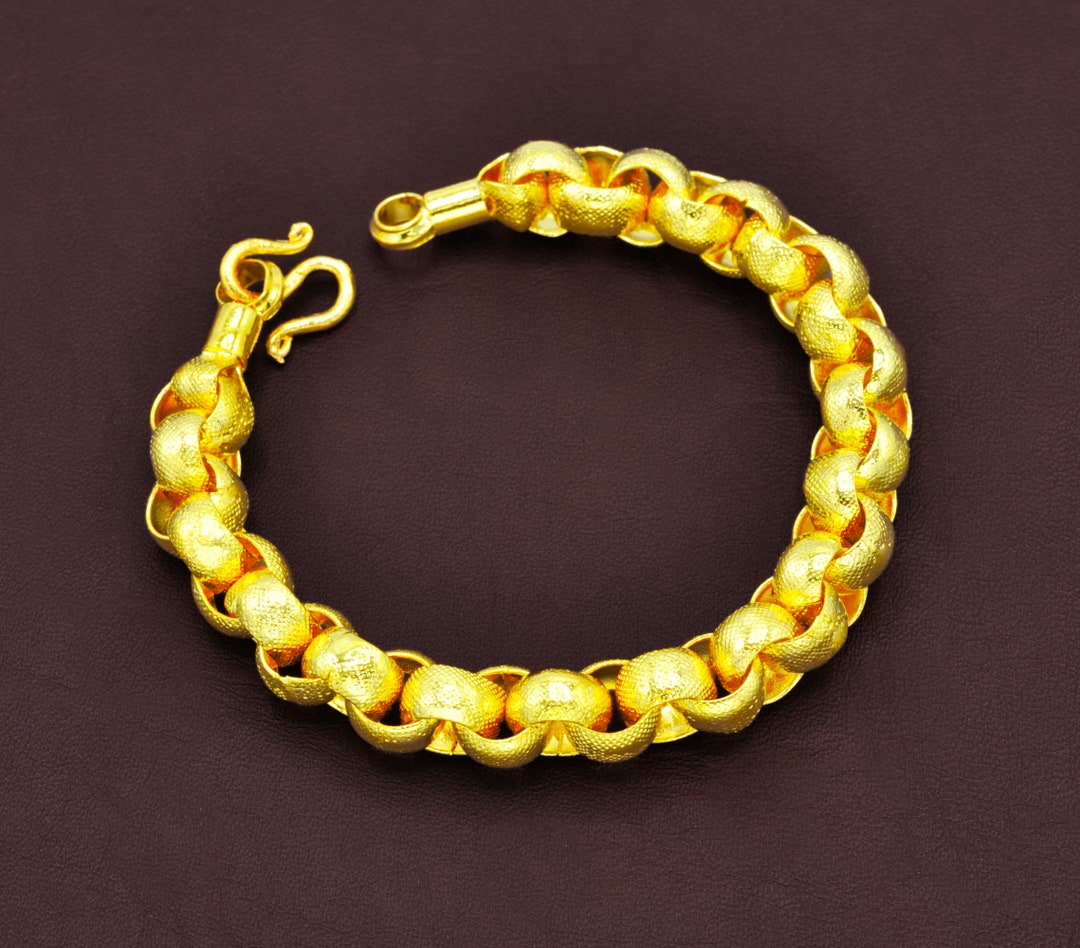 Birthday Gift for Her,big Rolo Chain Bracelet,baht Gold Chain,thailand ...
