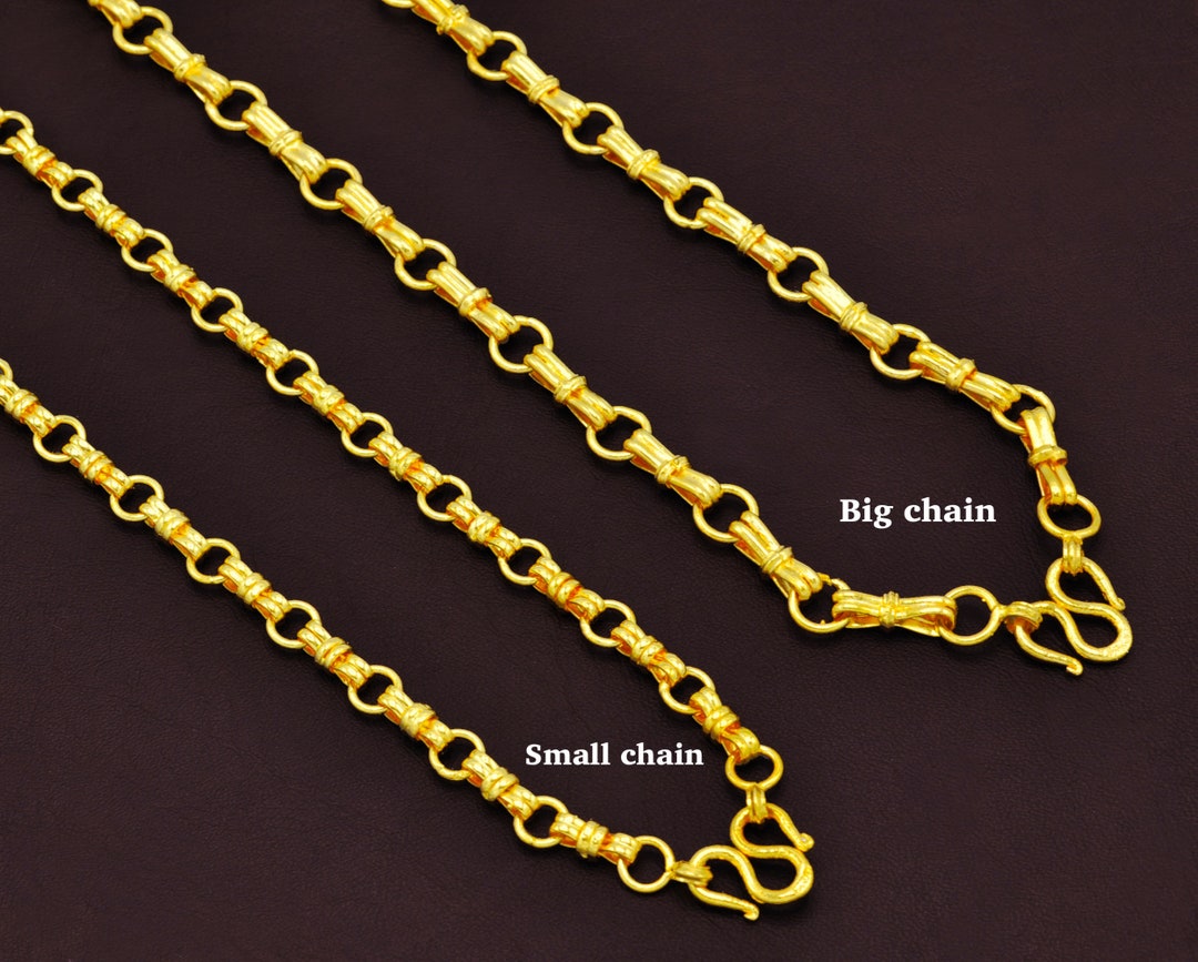 Bows Link Chain Necklace,thai Gold Necklace,asian Vintage Gold,baht ...