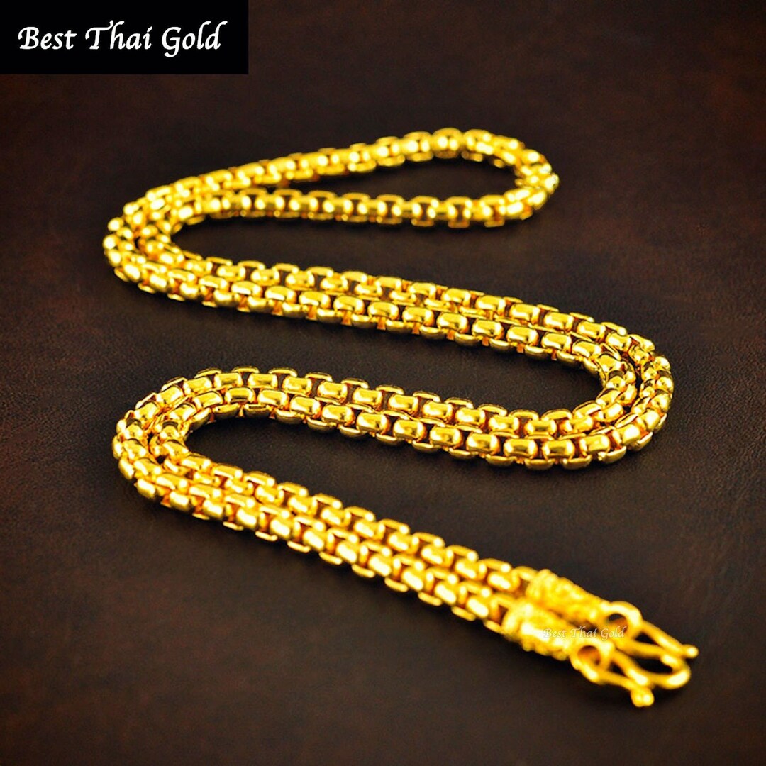 Box Link Chain Necklace,thailand Jewelry,baht Gold Chain,amulet Buddha ...