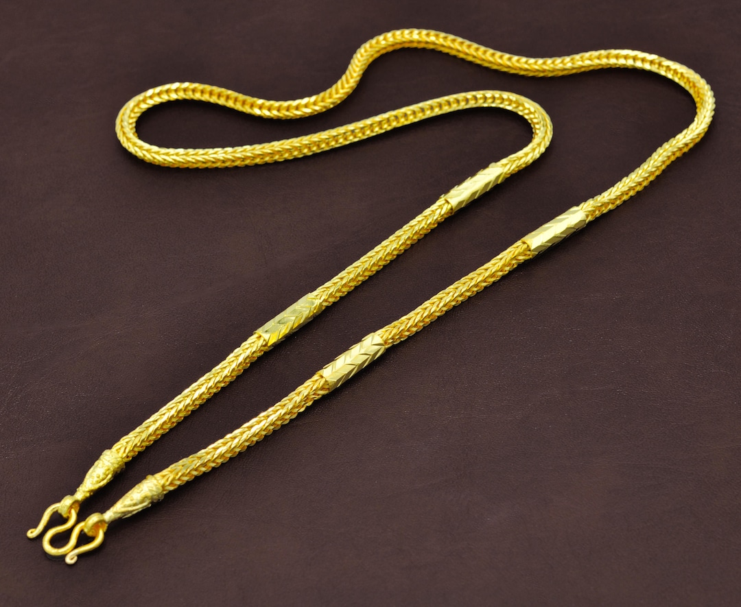 24,thailand Gold Necklace,baht Chain 24k,yellow Gold Plated,mens ...