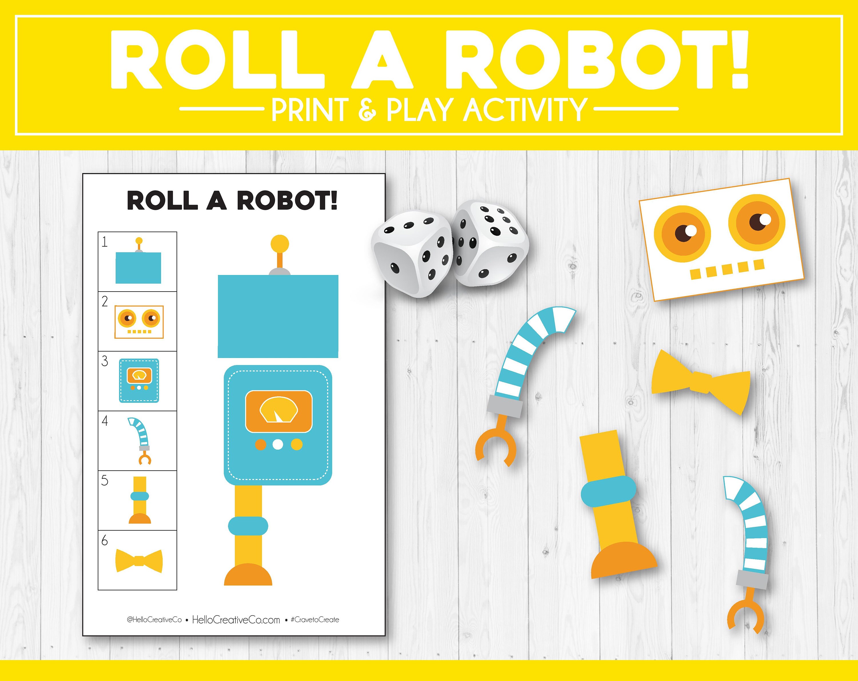 Roll a Robot Game Busy Bag Printables Kids Printable Games | Etsy