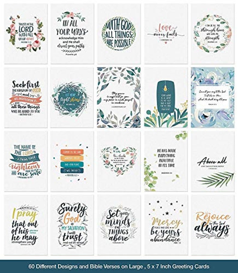 Dessie 60 Unique Bible Verse Cards With Envelopes and Gold Seals ...