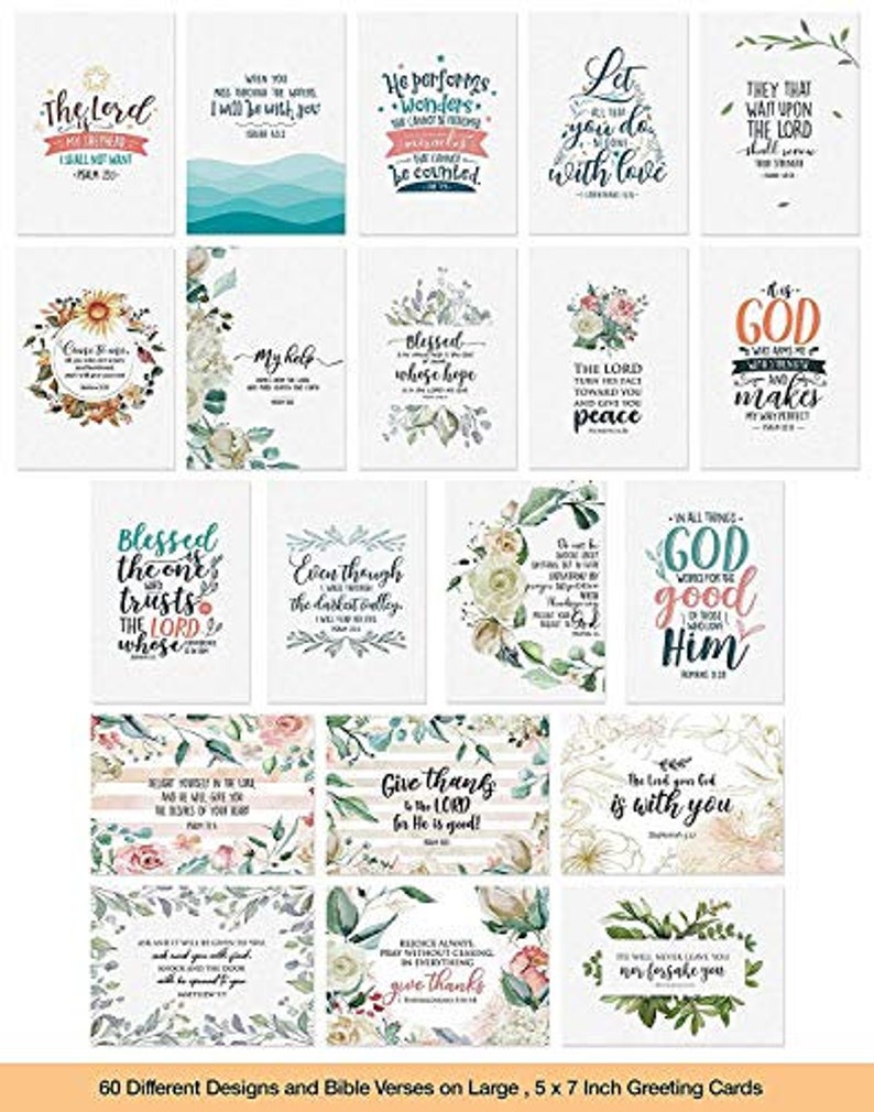 Dessie 60 Unique Bible Verse Cards With Envelopes and Gold Seals ...