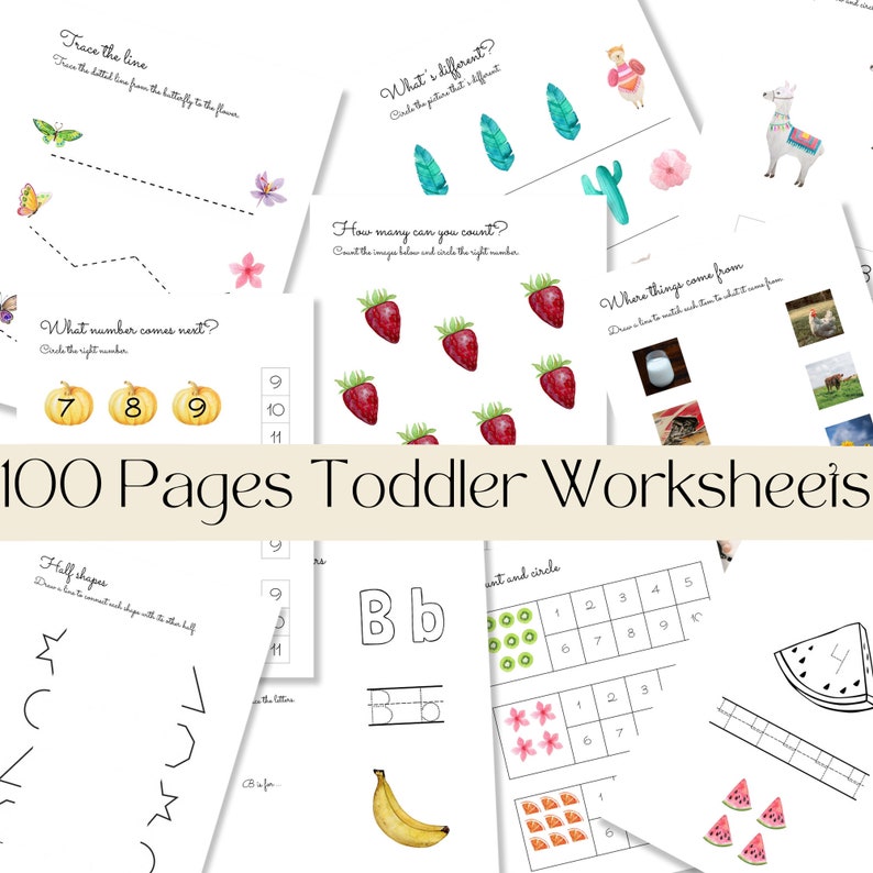 Printable Toddler Worksheets Toddler Workbook Instant Download ...